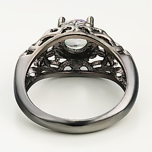 KnBoB Engagement Ring for Women Size 6, Copper Ring for Women Flower with 4-Prong Round Cubic Zirconia