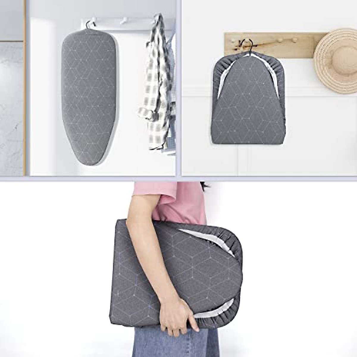 Duwee 12"x30"Table top Ironing Board with Thicken Felt Padding,Heat Resistant Cover,Foldable Ironing Boards with Stainless Steel Hook for Easy Storage