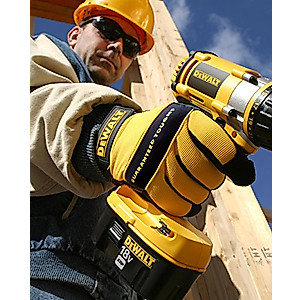 Dewalt DPG20L All Purpose Synthetic Leather Palm Spandex Back Velcro Wrist Work Glove, Large, Yellow/ Black