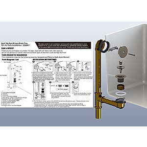 Artiwell Push & Lock Tub Trim Set with Single-Hole Overflow Faceplate, Bathtub Conversion Kit Assembly with Conversion Bar, Universal Fine/Coarse Thread, No Putty Installation (Brushed Gold)