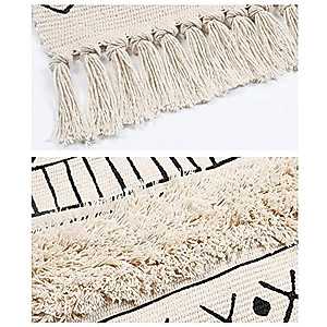 Topotdor Tufted Cotton Area Rug 2 Pieces,Hand Woven Print Boho Tassels Floor Rugs Perfect Bedroom Living Room Bathroom Hallway Home Decor(2' x 3'+ 2' x 4', White Skyline)