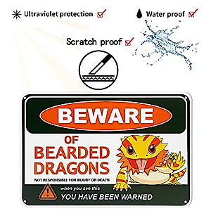 LSTAMOY Bearded Dragons Sign, Bearded Dragon Tank Accessories, Cute Bearded Dragon Decor for cage Bed Food Leash Costume Clothes Toys Gifts - 8 * 12inch-Aluminum