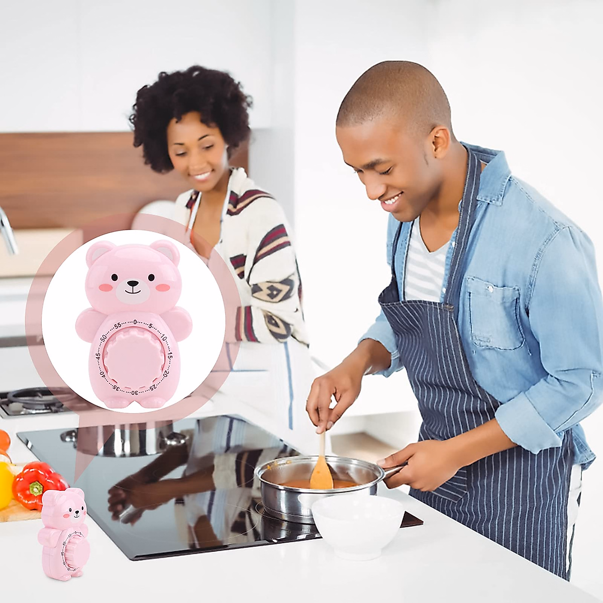 Cabilock 1pc Bear Timer Mechanical Timer Cooking Timer Countdown Timer No Battery Timer Learning Timer Frying Timer Cartoon Reminder Statue Kitchen Utensils Toddler Small Gift Abs