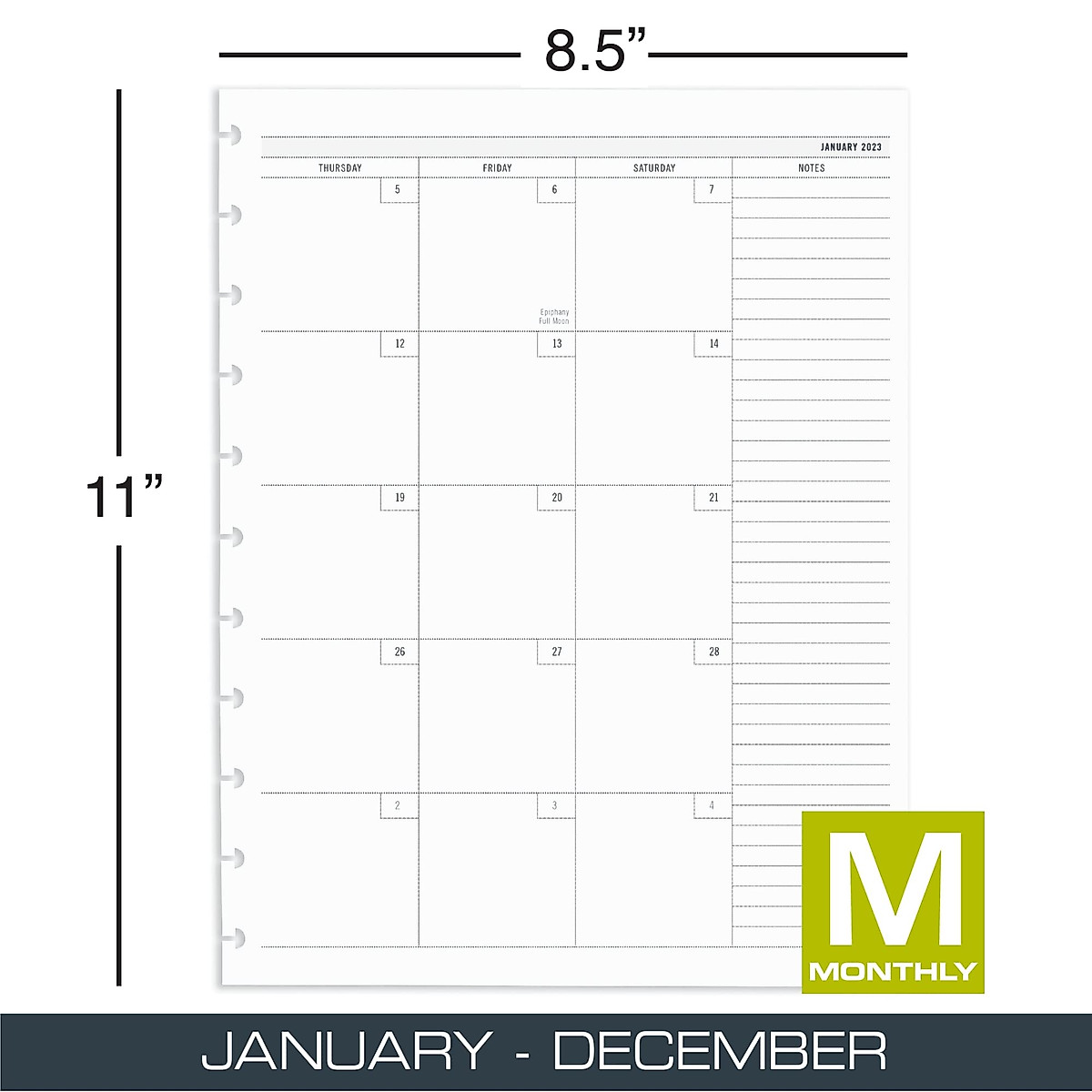 TUL® Discbound Weekly/Monthly Refill Pages, Letter Size, January to December 2023