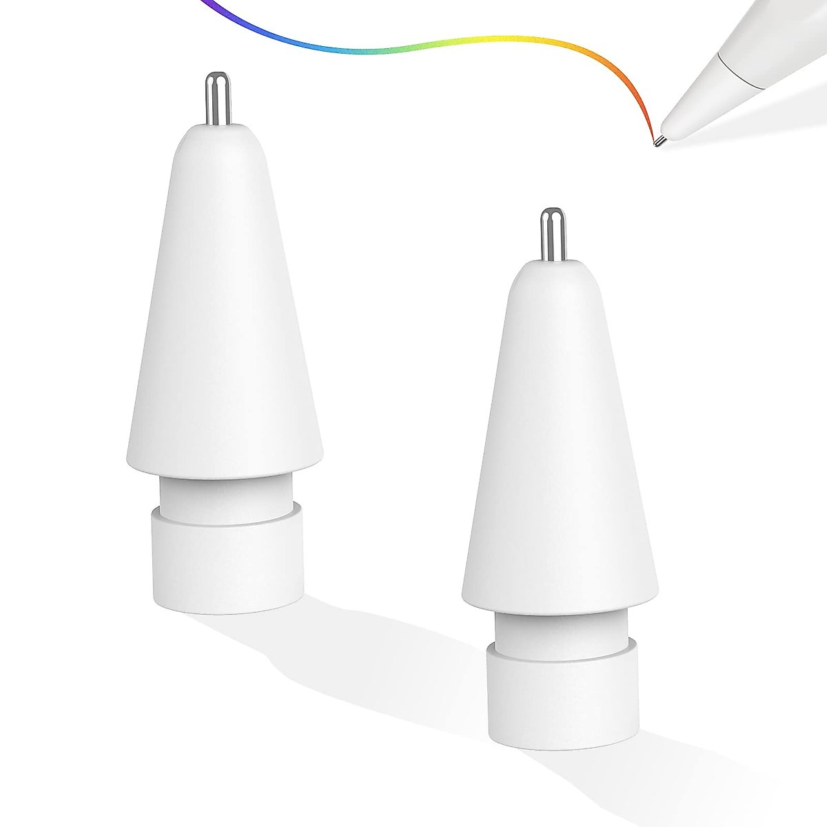 Replacement Tips for Apple Pencil 1st/2nd Generation - Upgraded Longer Fine Point High Sensitive Pen Like iPencil Nib, No Wear Out Noiseless Precise Control Stylus Tip for iPad Pro Pencil - White