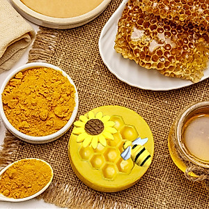 Ocmoiy 4 Pieces Bumble Bee Silicone Mold Honeycomb Sunflower and Bee Fondant Molds for Cupcake Cake Decorating Sugar Chocolate Candy Baking Mold