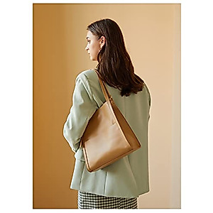 Aiwanning Genuine Leather Bucket Handbags for Women Tote Shoulder Bag Hobo Bag Purses (Black)