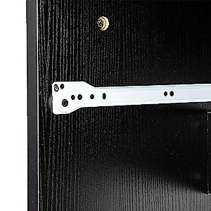 KJNS Vanity Wood Makeup Dressing Table Stool Set W/Drawer &Mirror Desk Black Vanity Desk Makeup Vanity Side Tables Bedroom Vanity Table Portable Desk Vanity Set