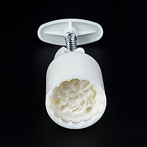 BYNNIX Mooncake Mold, Loong Phoenix Round Moon Cake Molds 50g Hand-Pressure 4 Stamps Chinese Cake