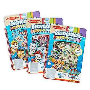 Melissa & Doug PAW Patrol Restickable Puffy Stickers 3-Pack – Adventure Bay, Jake’s Mountain, Jungle - PAW Patrol-Themed Resuable Sticker Activity Sets For Kids