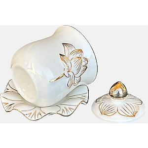 Houlu 1pc Ceramic Altar Cup, Holy Water Offering Cup, Tibetan Buddhist Worship Cup - White