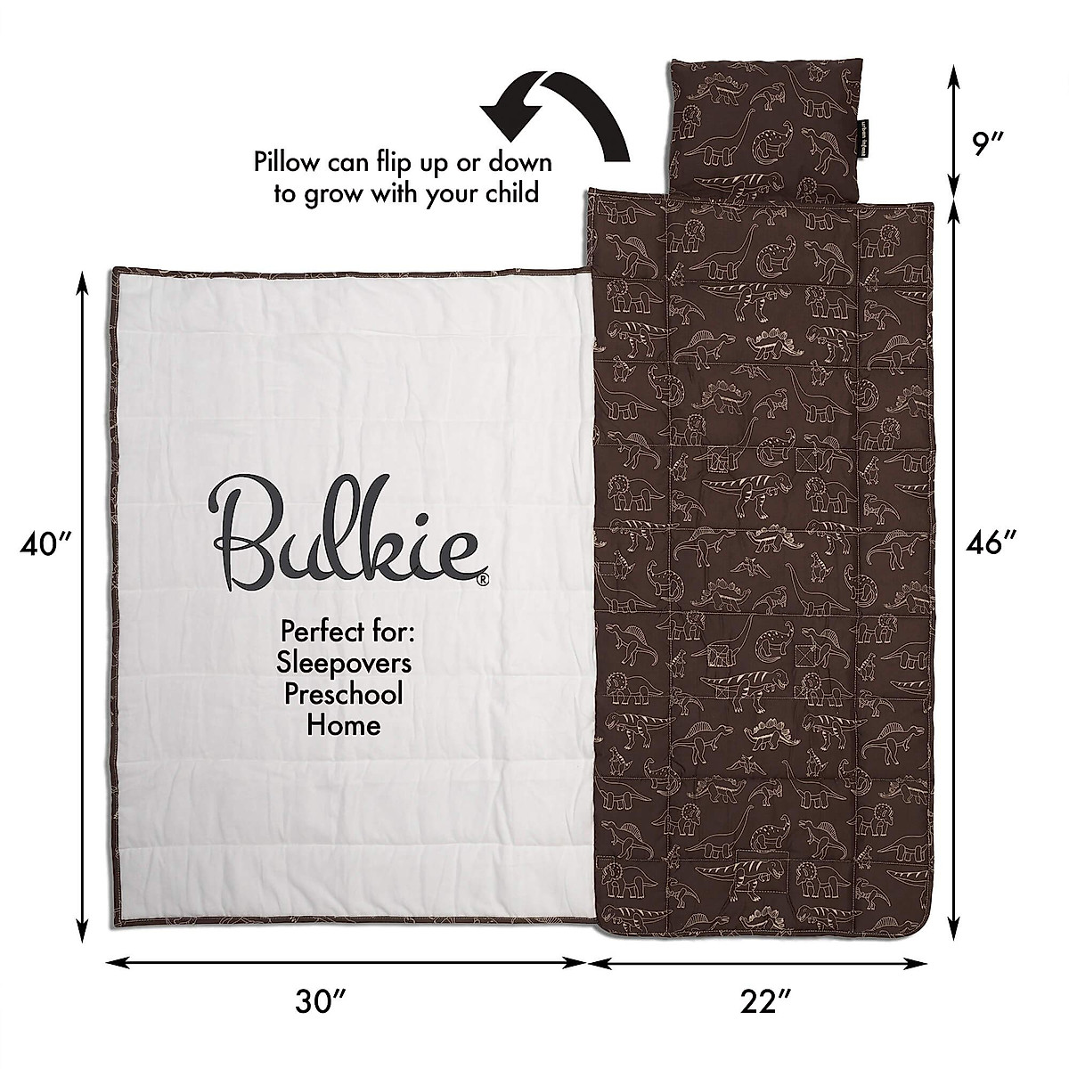 Urban Infant Bulkie Toddler Nap Mat - Sleep Mat for Kids Daycare and Preschool - Folds Up to Carry on Back - Dinosaurs