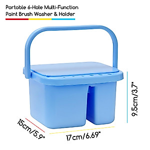 MEEDEN Paint Brush Cleaner & Holder: Portable Multi-Function 6-Hole Paint Brush Washer with Lid Palette and Handle for Cleaning Acrylic, Watercolor, and Water-Based Paints