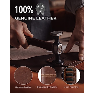 Swallowmall Mens Wallet RFID Blocking Genuine Leather Bifold Wallets For Men, ID Window 16 Card Holders with Gift Box