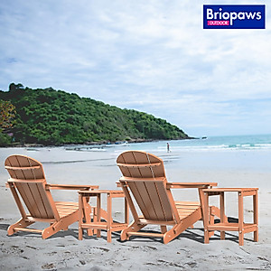 BRIOPAWS Folding Adirondack Ottoman, HDPE Adirondack Chair Footrest Weather Resistant, Plastic Outdoor Footstool for Patio Backyard Poolside Porch Deck Lawn Indoor, Apricot, 19.7W x 18.5L x 13H Inch