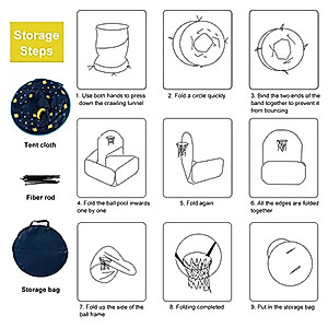 Kids Play Tent 3 Pieces, Pop Up Play Tents with Crawl Tunnel & Ball Pit with Basketball for Kids, Boys, Girls, Babies and Toddlers, Indoor/Outdoor Playhouse, Best Gift for 18 Months-8 Year Old, Pink