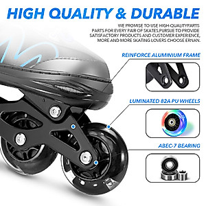 ERNAN Inline Roller Skates,Adjustable Inline Skate for Kids and Adults with Full Light Up Wheels,Outdoor Roller Blades for Boys and Girls, Men and Women (Blue)