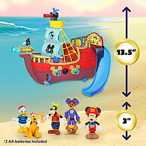 Disney Junior Mickey Mouse Funhouse Treasure Adventure Pirate Ship with Bonus Figures, 18-Piece Toy Figures and Playset, Kids Toys for Ages 3 Up, Amazon Exclusive by Just Play