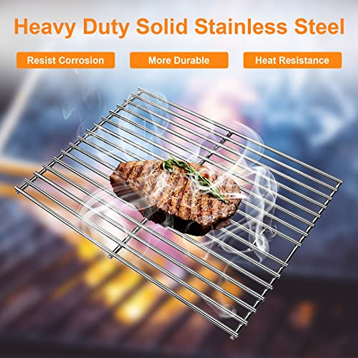 Utheer 17 inch Cooking Grates for Home Depot Nexgrill 720-0830H, 720-0830D, 720-0783E, 720-0783C, Grill Replacement Parts for Uniflame, Kenmore Gas Grills, Stainless Steel Cooking Grids, 2 Pack