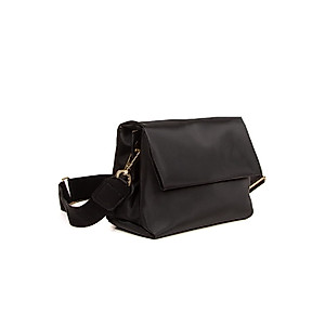 Women Fabric Nylon Crossbody Bag Ladies Travel Handbag (Black)