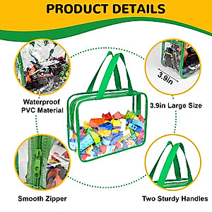 letesult 6 Packs Large Toy Storage Bags with Zipper, Transparent PVC Toy Organizing Bags with Labels, Waterproof Board Game Storage, Clear Toys Bags Organizer for Puzzles, Building Blocks, Books