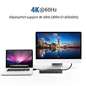 WAVLINK Thunderbolt 3 Docking Station with 85W Charging,2X Thunderbolt 3 up to 40Gb/s, Display Port up to 4K@60Hz Display,4X USB 3.0 Ports, SD Card Slot, LAN for Mac/Windows Thunderbolt 3 Laptops PC