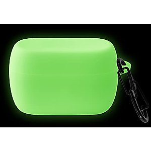 Geiomoo Silicone Case Compatible with Jabra Elite 2, Jabra Elite 3, Protective Cover with Carabiner (Luminous Green)