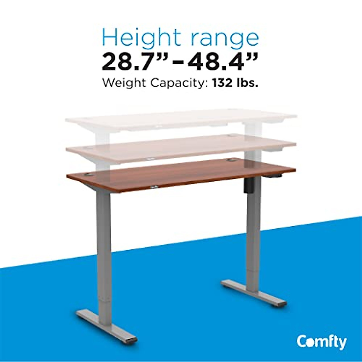 Comfty Home/Office Height Adjustable Table, 28.7” to 48.4”, Brown