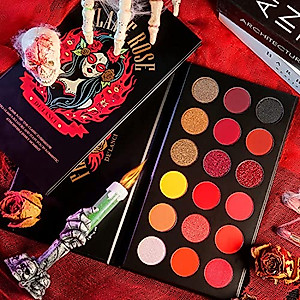 Afflano Red Eyeshadow Palette Highly Pigmented, Long Lasting True Red Eye Shadow Christmas Clown SFX Halloween Makeup Pallet, Brown Black Yellow Sunset Warm Fall Eye Shades, Cruelty Free