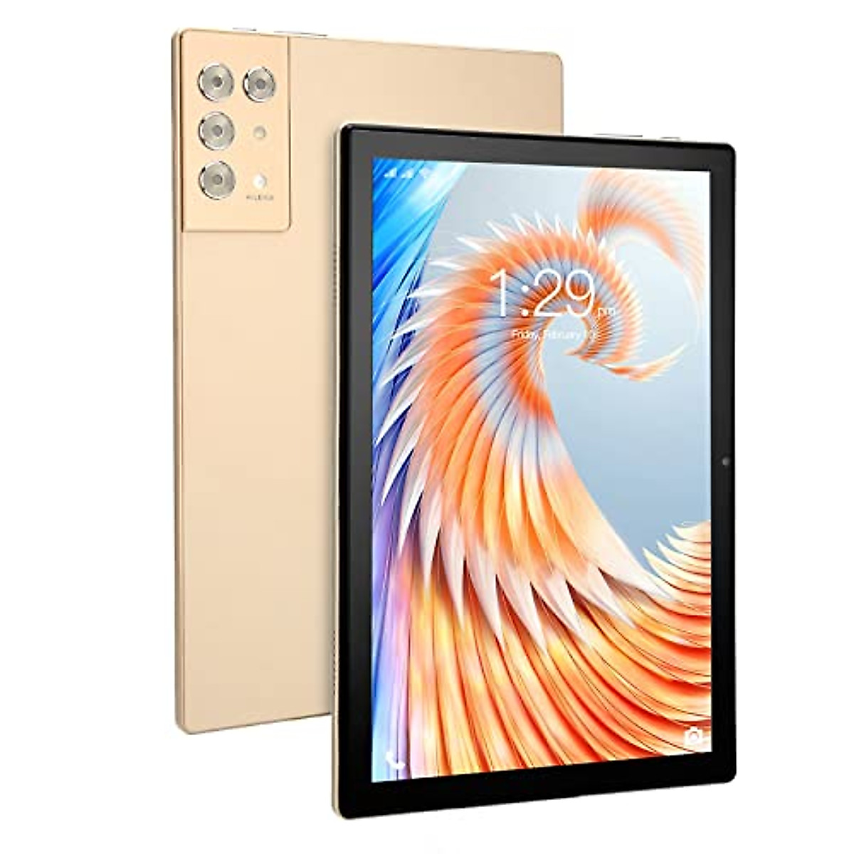 DAUZ FHD Tablet, Gold 8MP Front 16MP Rear Tablet 100-240V 2.4G 5G WiFi for Kids Entertainment for Android 12 (US Plug)