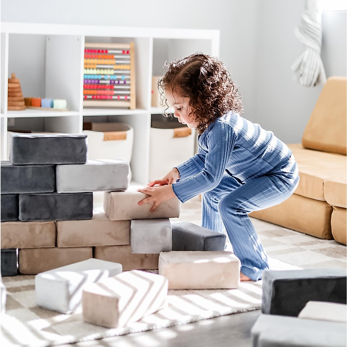 Plush Blocks - The Original Premium Plush Building Block for Kids - Certified Safe Foam Blocks in Luxuriously Soft Fabric Covers - Set of 24 (Castle Rock)