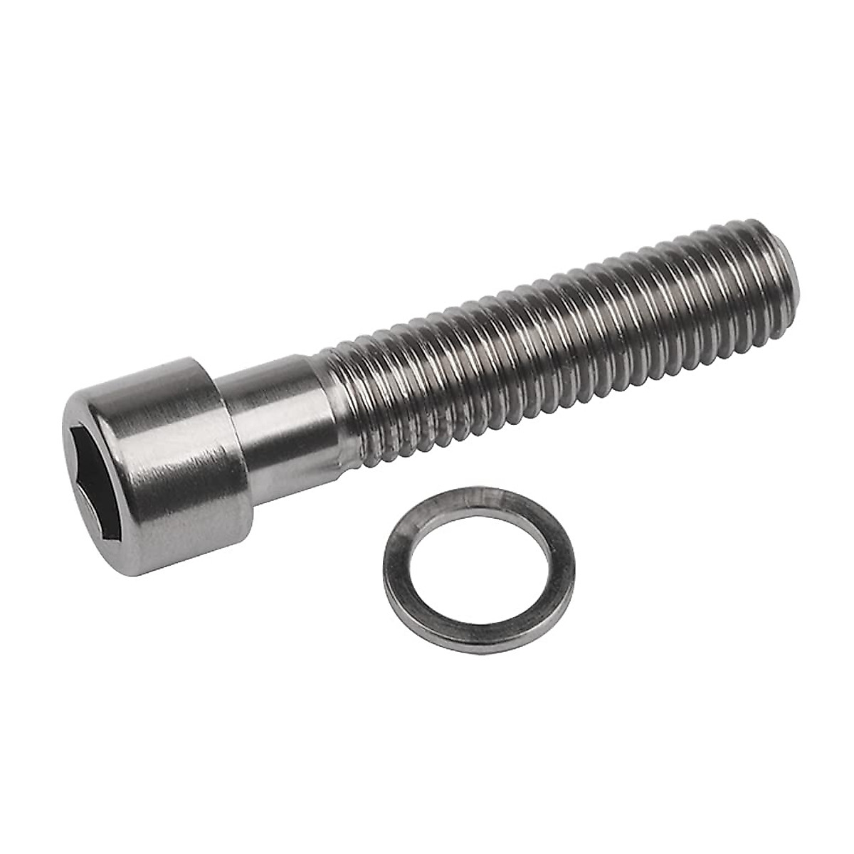 Wanyifa Titanium M7 32mm 1.0mm Pitch Allen Hex Socket Head Bolt Screw with Washer Pack of 4(Silver)