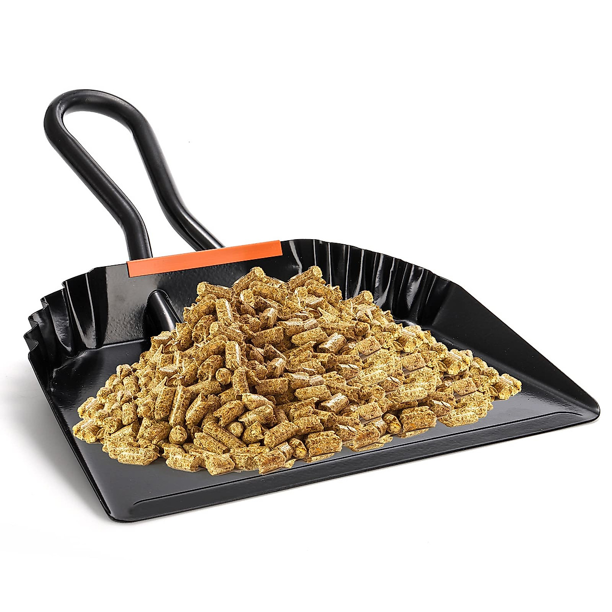 TOPZEA 2 Pack Black Metal Dustpan, 12 Inch Heavy Duty Steel Dust Pan with Handle Handheld Dustpan Wide Scooper for Indoor, Outdoor, Fireplace, Industrial and Commercial Use