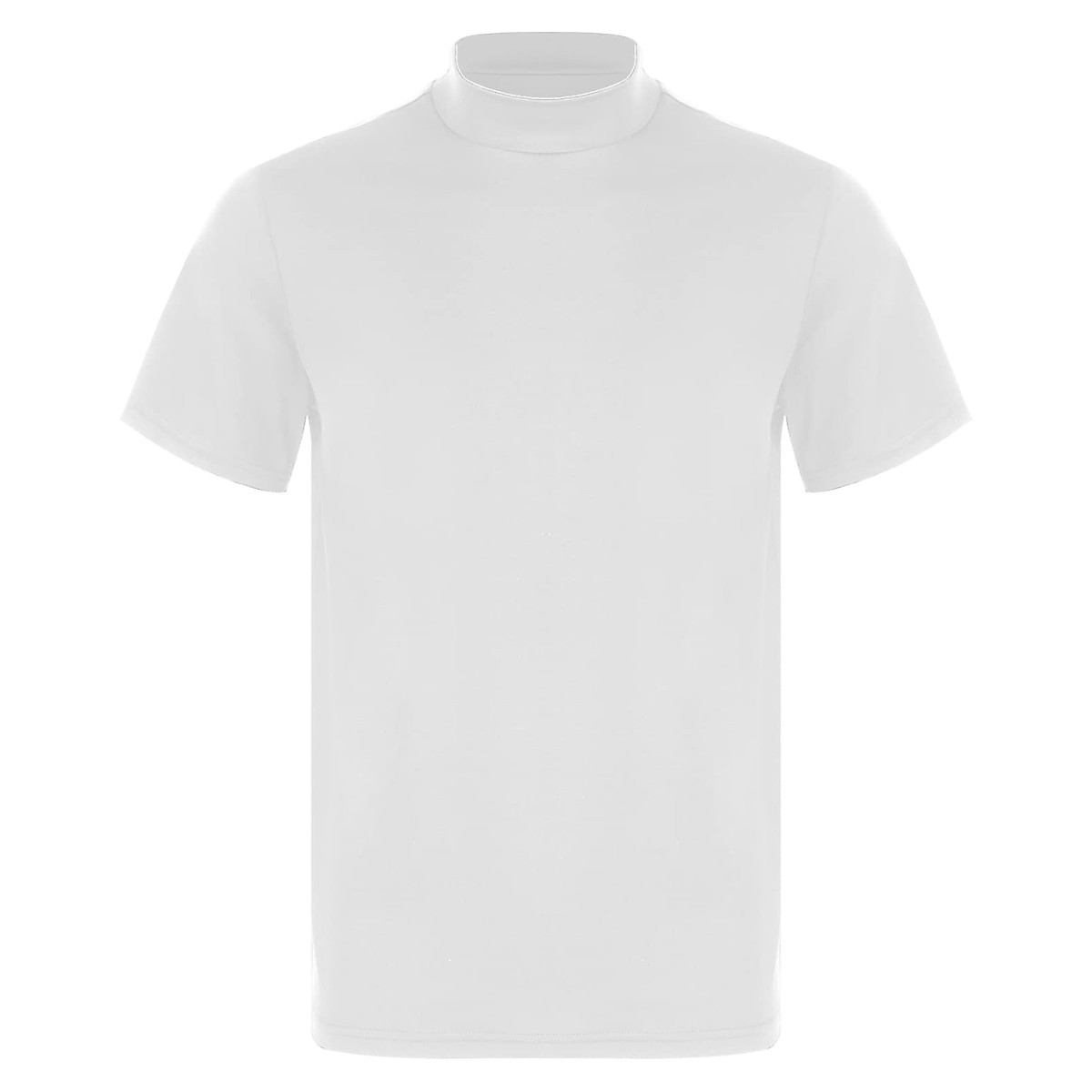 Aislor Men's Basic Shirt Tops Short Sleeve Mock Neck T-Shirts Thermal Underwear Pullovers Undershirt White A X-Large