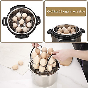 Aozita Multipurpose Stackable Egg Steamer Rack Trivet with Heat Resistant Silicone Handles Compatible for Instant Pot Accessories 6 Qt/8 Qt - 18 Egg Cooking Rack for Pressure Cooker Accessories