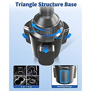 OQTIQ Cup Holder Phone Mount for Car No Shaking Cup Phone Holder for Car Sturdy & Adjustable Cell Phone Holder Mount for Truck, SUV Quick Extension Long Arm for iPhone, Samsung, Nokia, LG, Smartphones