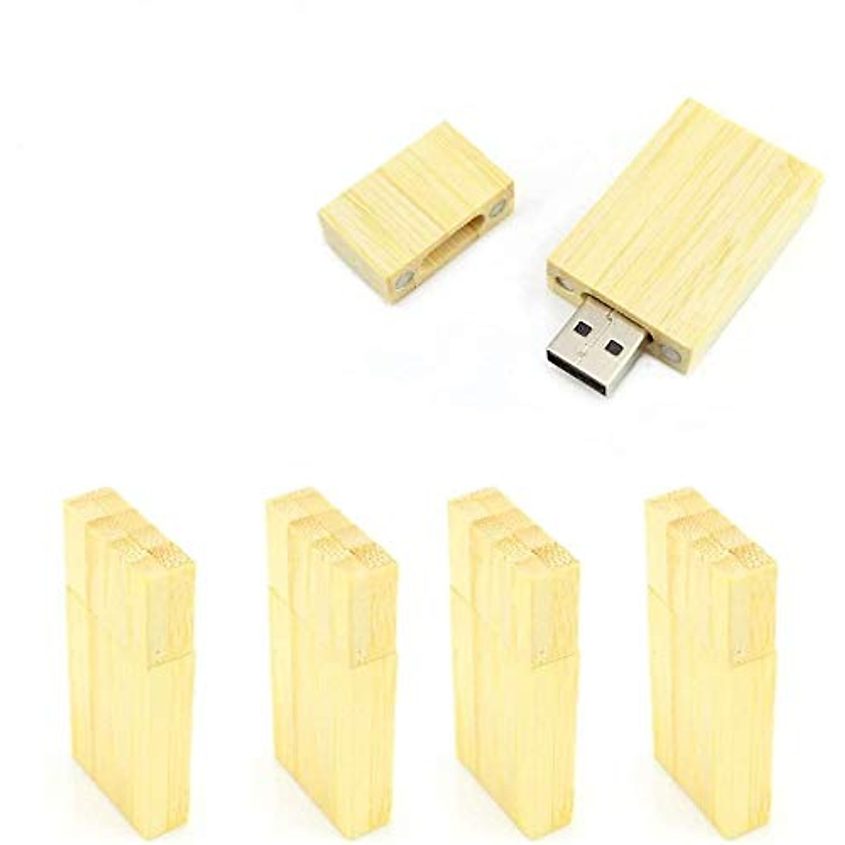 5 Pack Square Bamboo Wood 2.0/3.0 USB Flash Drive USB Disk Memory Stick with Wooden (2.0/4GB)