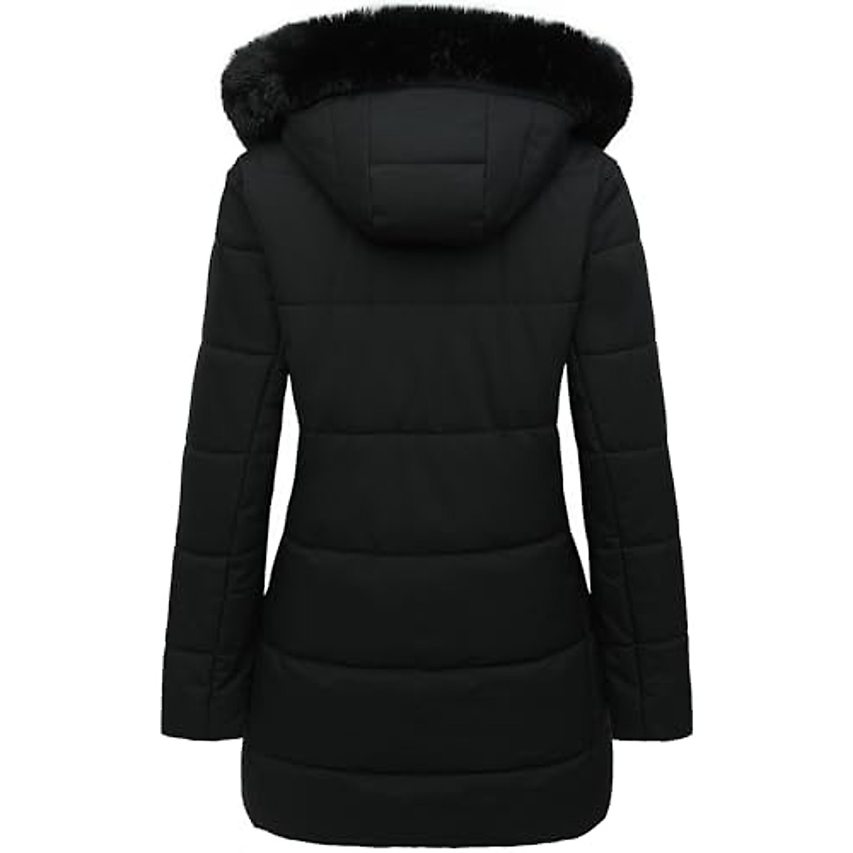 MOERDENG Women's Winter Puffer Coat Thicken Fleece Lined Down Jacket Waterproof Faux Fur Detachable Hooded Parka