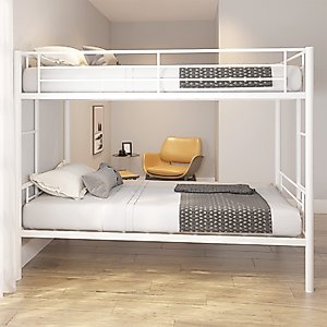 CALABASH Twin Bunk Bed,Metal Bunk Beds Twin Over Twin,Heavy Duty Twin Size Beds with 2 Ladder for Boys Girls Teen Adult Kids (White)