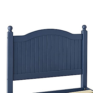 BIKAHOM Riley Twin Bed Frame, 11.5 inch Solid Wood Pine Bed Frame with Headboard & Footboard, Wood Slat Support, No Box Spring Needed, Easy Assembly Bedroom Furniture, Dark Blue Finish