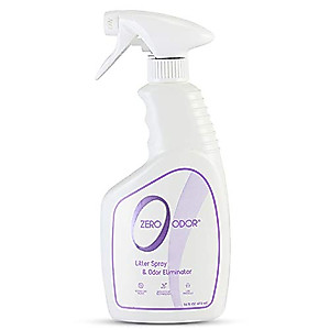 Zero Odor – Litter Odor Eliminator - Permanently Eliminate Litter Odors with Best Patented Molecular Technology - Pet Safe & Works on all types of litter, 16oz (Over 400 Sprays)