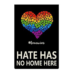 YongColer LGBT Pride Garden Flag, Hate Has No Home Here Yard Sign, Small Yard Flag 12.5x18.5 Inches