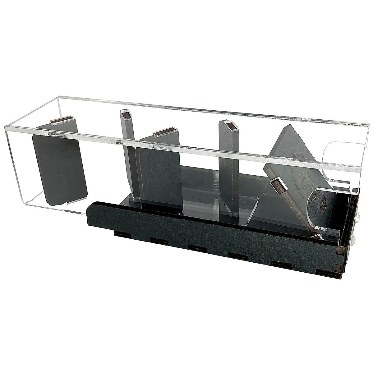C4Labs Dice Tower & Tray | Clear with Wooden Paddles | Watch The Dice Decide (Black)