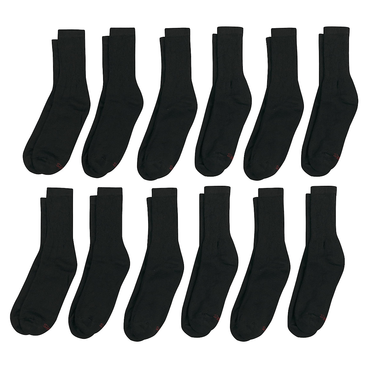 Hanes Mens Double Tough Socks, Crew Moisture-wicking With Odor Control, Multi-packs Casual, Black, 12-14 US