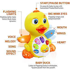 MOONTOY Crawling Duck Baby Toys Infant Tummy Time Toy 3 4 5 6 7 8 9 10 11 12 Month with Lights & Music Toddler Light Up Walking Dancing Learning Developmental Gift 0-6 6-12 Month 1 2 Year Old Boy Girl