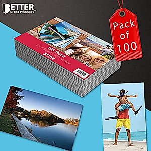 Premium Glossy Photo Paper, 5 x 7 inch, 100 Sheets, 200gsm, by Better Office Products, 5 x 7, 100-Count Pack