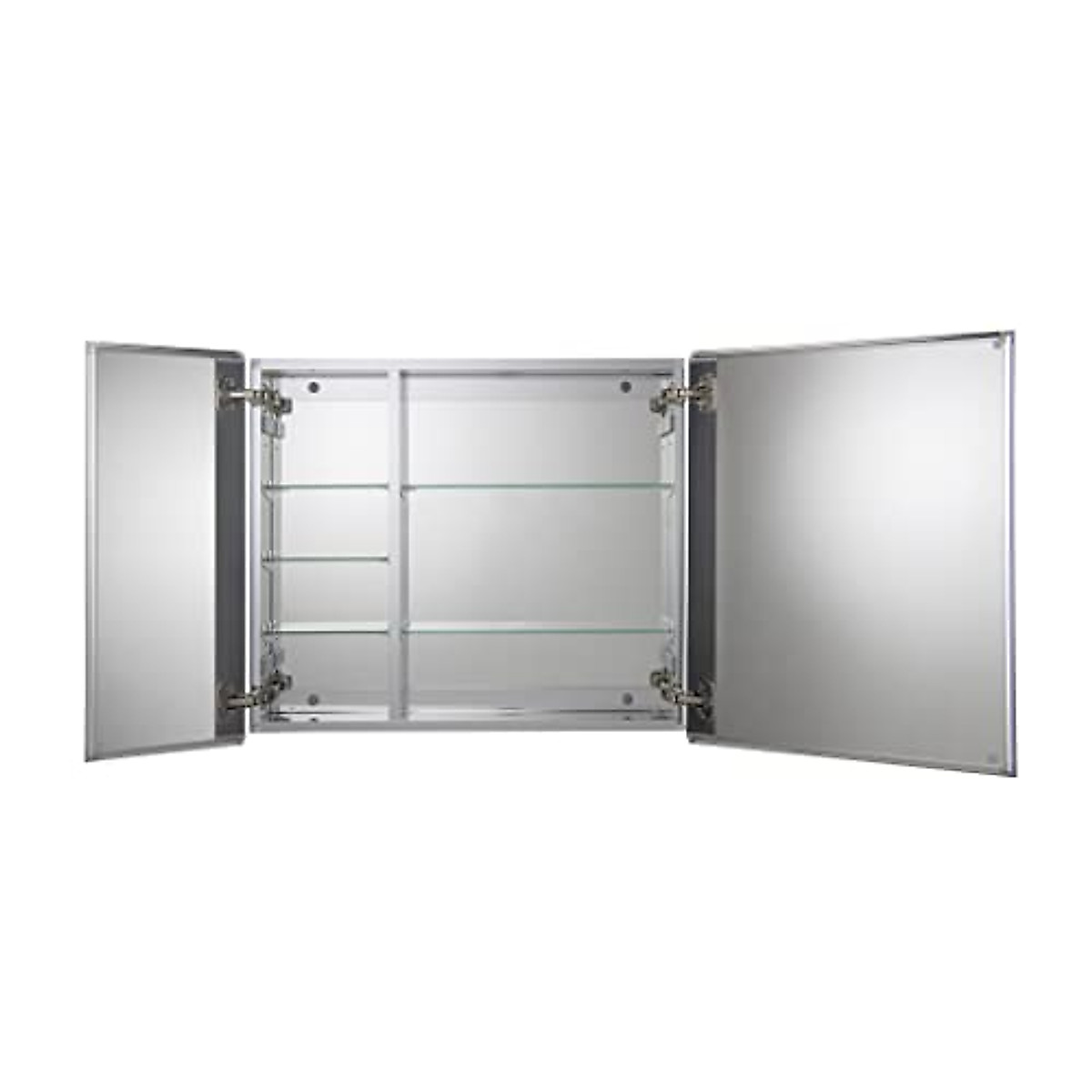 Croydex Williams Bi-View Recessed or Surface Mount, Hang 'n' Lock Easy Installation Medicine Cabinet, 30W x 26H, Aluminum