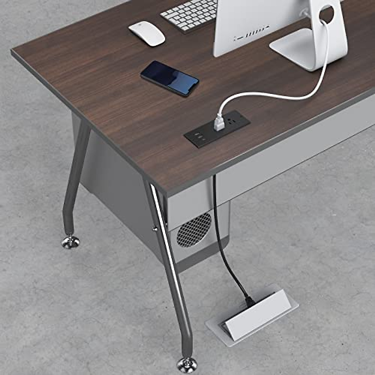 Conference Recessed Power Strip Waterproof, with PD 20W USB C Fast Charging Port,2 Outlets,Furniture Recessed Power Outlet,Desk Power Strip Surge Protector,Drawer Outlet,Flat Plug,6ft Cable (Black)