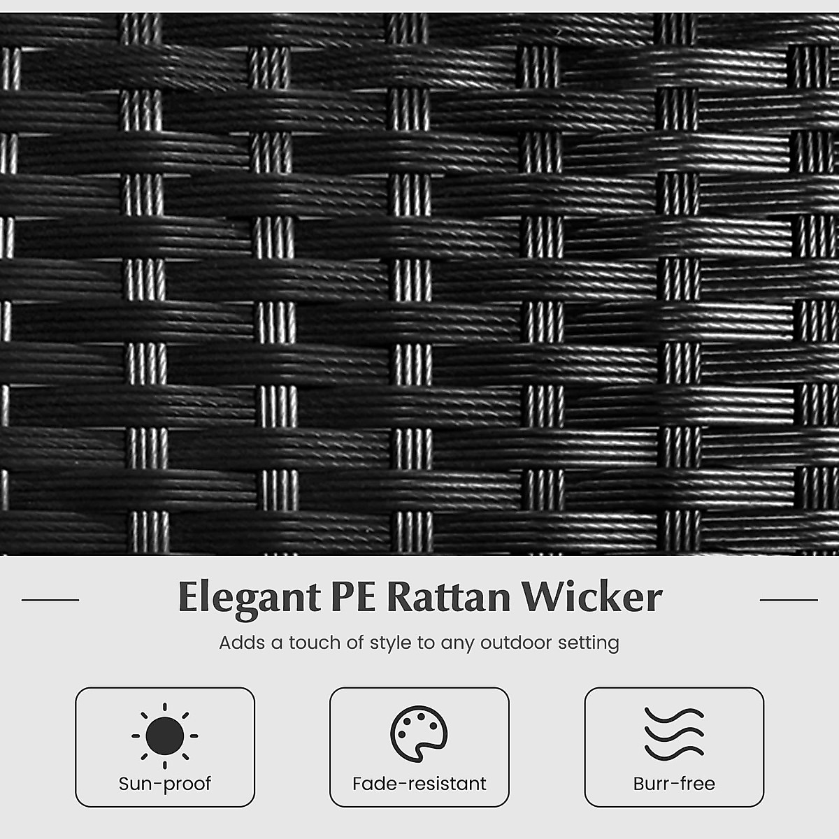 HAPPYGRILL Patio Rattan Dining Chairs Set of 2, Outdoor Armless Wicker Chairs with Cushions, High Backrest, Sturdy Metal Frame, Outside Dining Chairs for Porch Deck Yard Garden