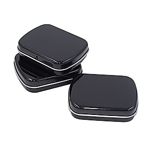 AKOAK 3 Pcs 2.4 x 1.7 x 0.6 Inches Rectangular Empty Hinged Tins Box Containers for First Aid Kit,Survival Kits,Storage,Herbs,Pills,Crafts and More (Black)
